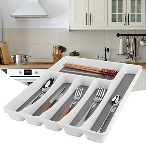 EBTOOLS Silverware Tray, 6 Compartment Kitchen Drawer Organizer Expandable Cutlery Drawer Organizer Cutlery Tray Storage Box Kitchen Accessory for Kitchen Office Bathroom