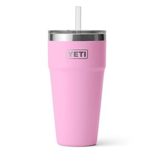 YETI Rambler 26 oz Straw Cup, Vacuum Insulated, Stainless Steel with Straw Lid, Power Pink