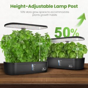 Hydroponics Growing System, 12 Pods Hydroponics Growing System Indoor Garden with LED Grow Light, Height Adjustable Indoor Gardening System, Hydroponic Growing System Built-in Timer Function