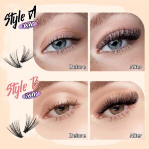 Lash Extension Kit 240PCS Individual Lashes 40D 50D 9-16MM Eyelash Extension Kit with Bond and Seal and Lash Remover and Applicators Lash Clusters Kit DIY at Home by wtvane (Kit-40D+50D-0.07D-9-16MIX)