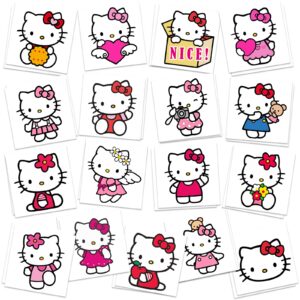 kitty birthday party supplies, 34pcs temporary tattoos party favors, removable tattoo stickers for goody bag treat bag stuff for kitty birthday party decoration