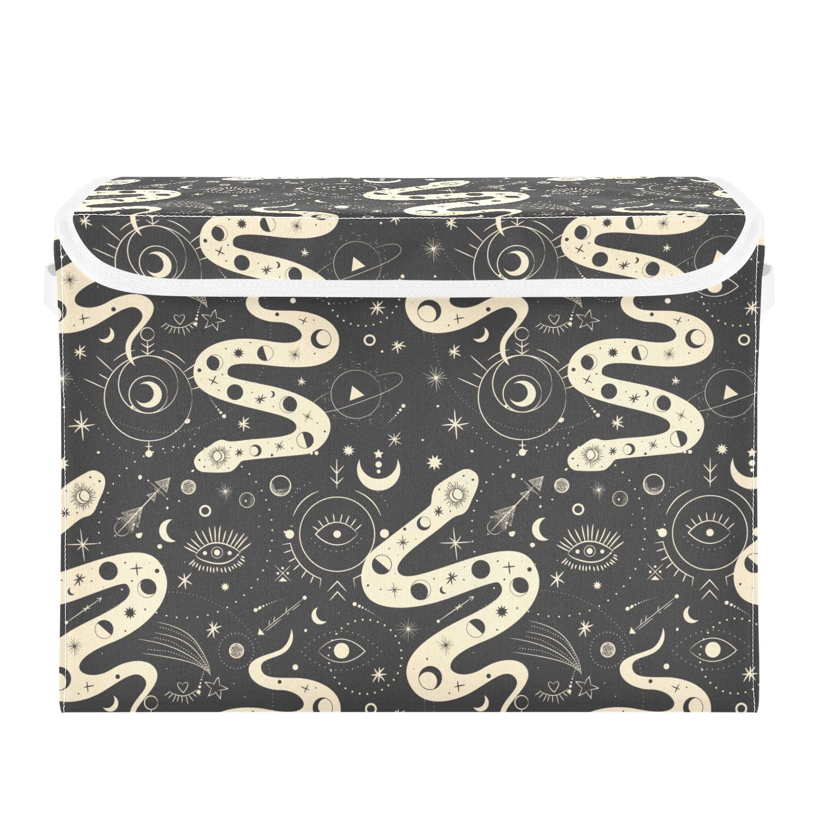 FOLIOSA Storage Boxes Celestial Snakes collapsible Flip-top locker Fabric Storage Bins with Handle for Home Bedroom Closet Office 16.5×12.6×11.8 in