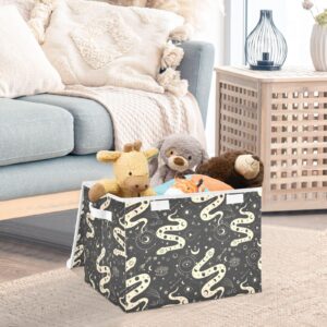 FOLIOSA Storage Boxes Celestial Snakes collapsible Flip-top locker Fabric Storage Bins with Handle for Home Bedroom Closet Office 16.5×12.6×11.8 in