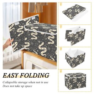 FOLIOSA Storage Boxes Celestial Snakes collapsible Flip-top locker Fabric Storage Bins with Handle for Home Bedroom Closet Office 16.5×12.6×11.8 in