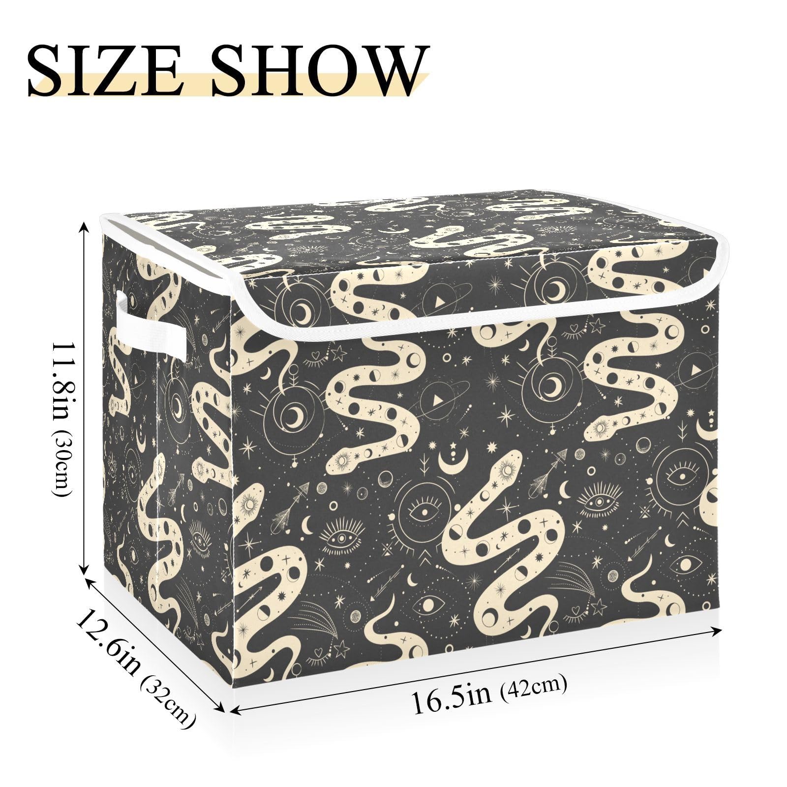 FOLIOSA Storage Boxes Celestial Snakes collapsible Flip-top locker Fabric Storage Bins with Handle for Home Bedroom Closet Office 16.5×12.6×11.8 in