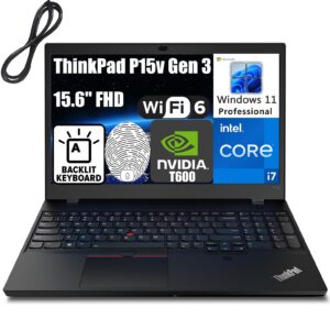 lenovo 2023 thinkpad p15v gen 3 15.6" fhd business mobile workstation laptop computer, intel 14-core i7-12700h, t600 4gb, 32gb ddr5 ram, 1tb pcie ssd, backlit kb, fr, windows 11 pro, broage cable