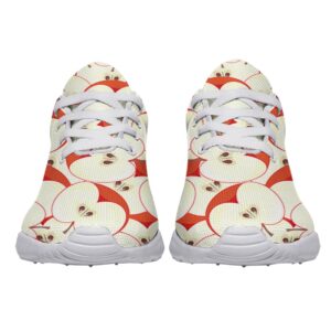 Apple Shoes Fruit Print Women Men Personalited Running Shoes Athletic Tennis Sneakers Gifts for Girl Boy White Size 6