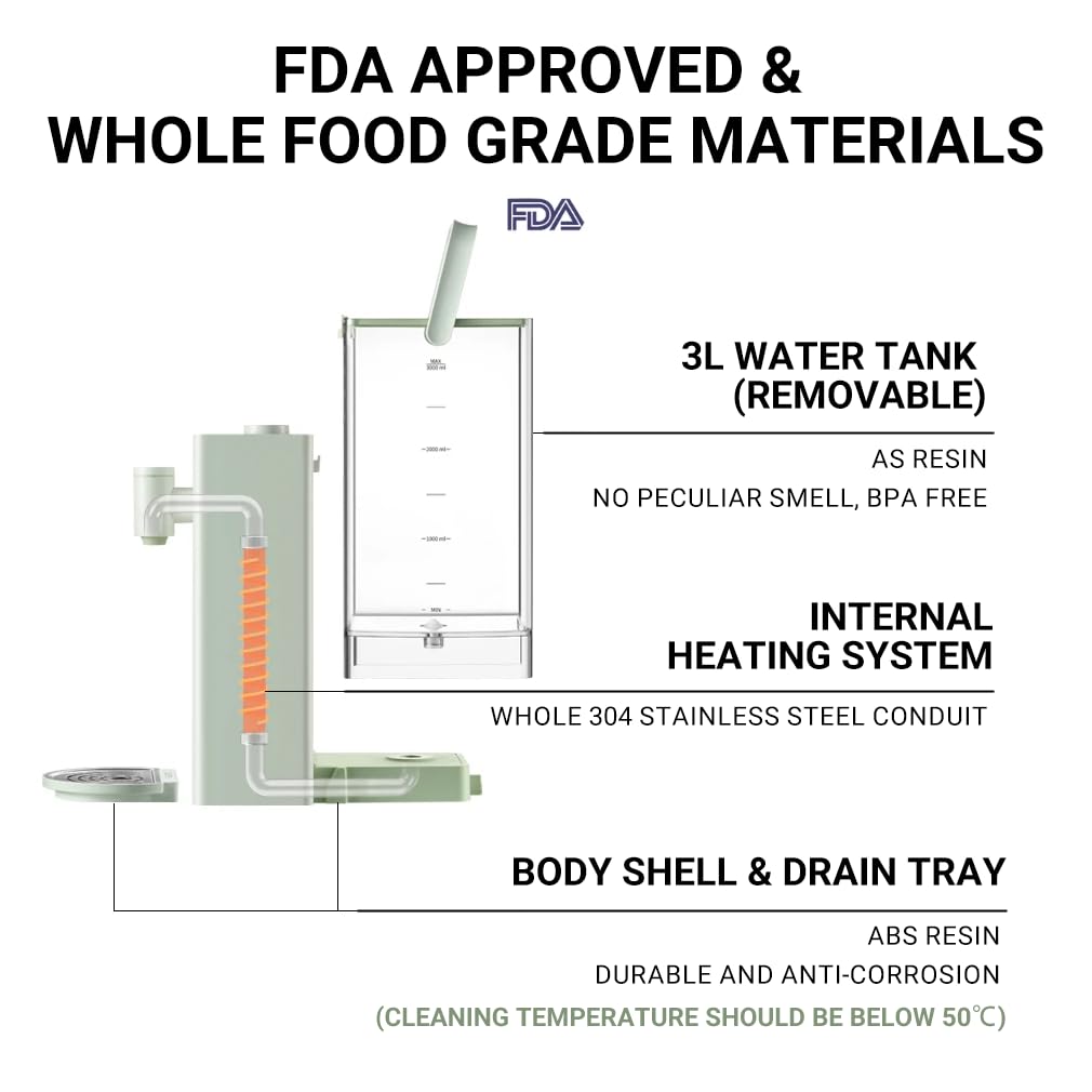 BUYDEEM S9013 Instant Hot Water Dispenser, Countertop Water Boiler & Warmer for Tea, Coffee and Baby Formula, Adjustable 8 Temperatures & 5 Water Outputs, 3L Water Tank(102oz), Green