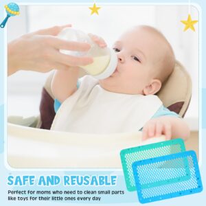 Maxcheck Silicone Dishwasher Bag Large Baby Bottles Dishwasher Bag Silicone Dishwasher Bag for Small Items Bottle Nipples Breast Pump Accessories Pacifier Toy Parts(Blue, Green)