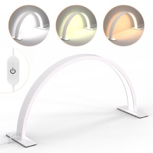 ghwmyd half moon light for nail desk, lash light led nail tech lamp half moon light table lamp desk lamp for nail lash eyelash extension tattoo eyebrows led table lamp desk lamp（white）