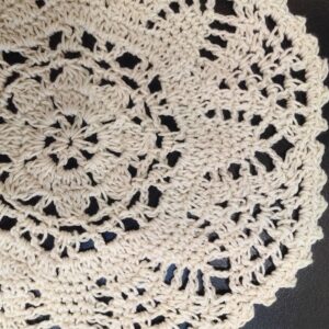 MULBESS Handmade Crochet Floral Pattern Round Cotton Lace Table Placemats Doilies Pack of 6, Round 8 Inch, Beige