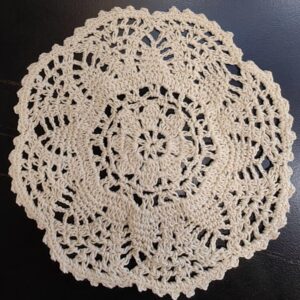 MULBESS Handmade Crochet Floral Pattern Round Cotton Lace Table Placemats Doilies Pack of 6, Round 8 Inch, Beige