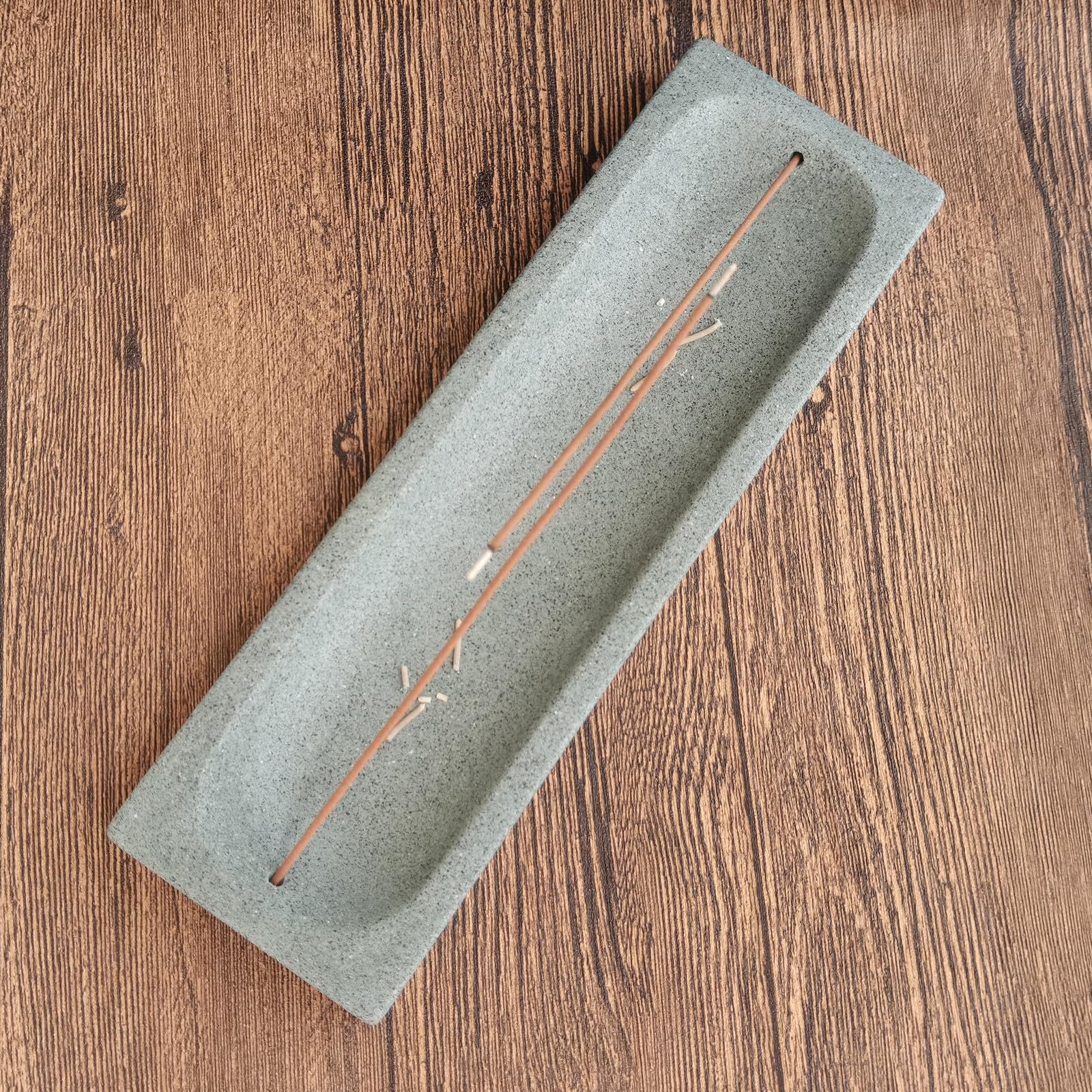 Cement Incense Stove Large ash Catcher Double Incense Stick Incense Plate Modern Minimalist Concrete Imitation Stone Rectangular Candlestick Incense Seat Handmade Home Decoration