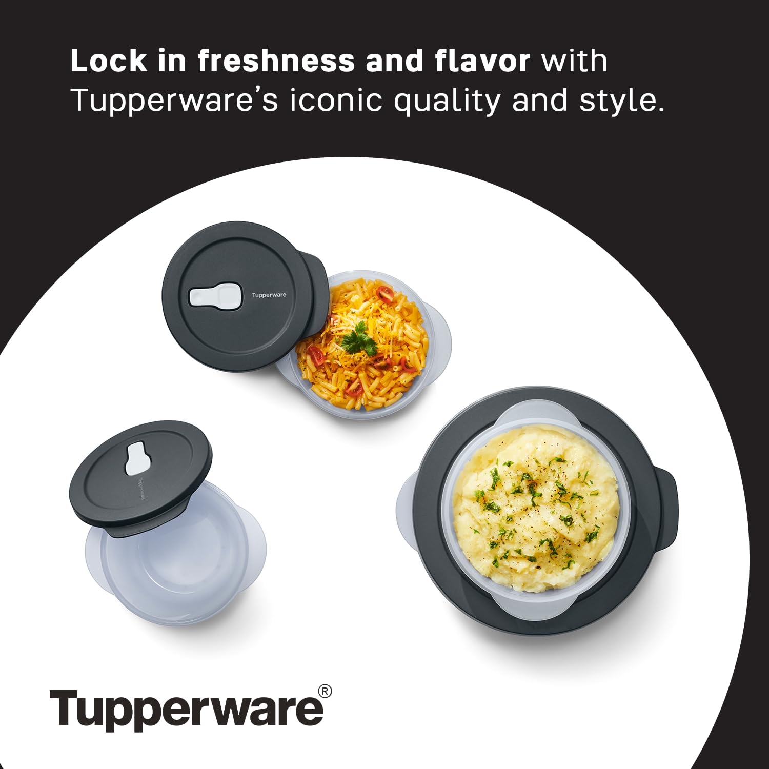 Tupperware Store Serve & Go 16 Piece Round Food Containers Set with Vent - Prep, Fridge & Reheat Meals + Lids - Dishwasher safe, Microwave safe & BPA Free (8 containers + 8 lids)