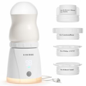 baby bottle warmer, fast heating digital bottle warmer (plug-in) with 4 adapters fits most baby bottles, accurate temperature control, night light, portable size bottle warmer for breastmilk& formula