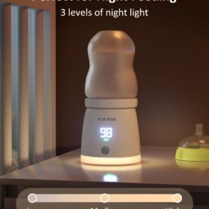 Baby Bottle Warmer, Fast Heating Digital Bottle Warmer (Plug-in) with 4 Adapters Fits Most Baby Bottles, Accurate Temperature Control, Night Light, Portable Size Bottle Warmer for Breastmilk& Formula