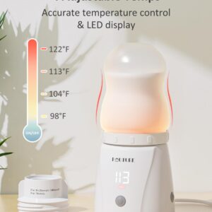 Baby Bottle Warmer, Fast Heating Digital Bottle Warmer (Plug-in) with 4 Adapters Fits Most Baby Bottles, Accurate Temperature Control, Night Light, Portable Size Bottle Warmer for Breastmilk& Formula