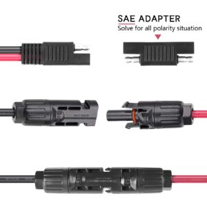 Vemote Solar Panel to SAE Adapter Cable 10AWG, SAE to Solar Connector Adapter Cable, 50Amps for Solar Panels RV Caravan Battery Charger Kit,with SAE Polarity Reverse Adapter (60Cm/2FT)