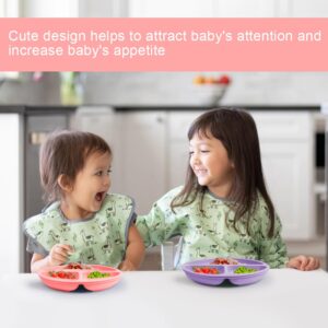 Vicloon Toddler Plates, 2 Pcs Silicone Baby Plates, BPA Free Suction Plates with Lids for Babies and Toddlers, Suction Plate Feature, Divided Plate Design,Toddler Plate Microwave&Dishwasher Safe