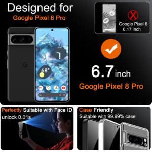 Milomdoi 3 Pack Privacy Screen Protector for Google Pixel 8 Pro with 3 Pack Tempered Glass Camera Lens Protector, Ultra 9H Accessories, Case Friendly, Mounting Frame, 2.5D Curved