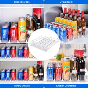 BAILABA Drink Organizer for Fridge, Width Adjustable Soda Can Dispenser for Refrigerator, Drink Organizer for Fridge with 5 Rows, Beer Pop Can Water Bottle Storage for Pantry