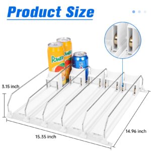 BAILABA Drink Organizer for Fridge, Width Adjustable Soda Can Dispenser for Refrigerator, Drink Organizer for Fridge with 5 Rows, Beer Pop Can Water Bottle Storage for Pantry