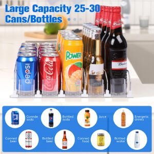 BAILABA Drink Organizer for Fridge, Width Adjustable Soda Can Dispenser for Refrigerator, Drink Organizer for Fridge with 5 Rows, Beer Pop Can Water Bottle Storage for Pantry