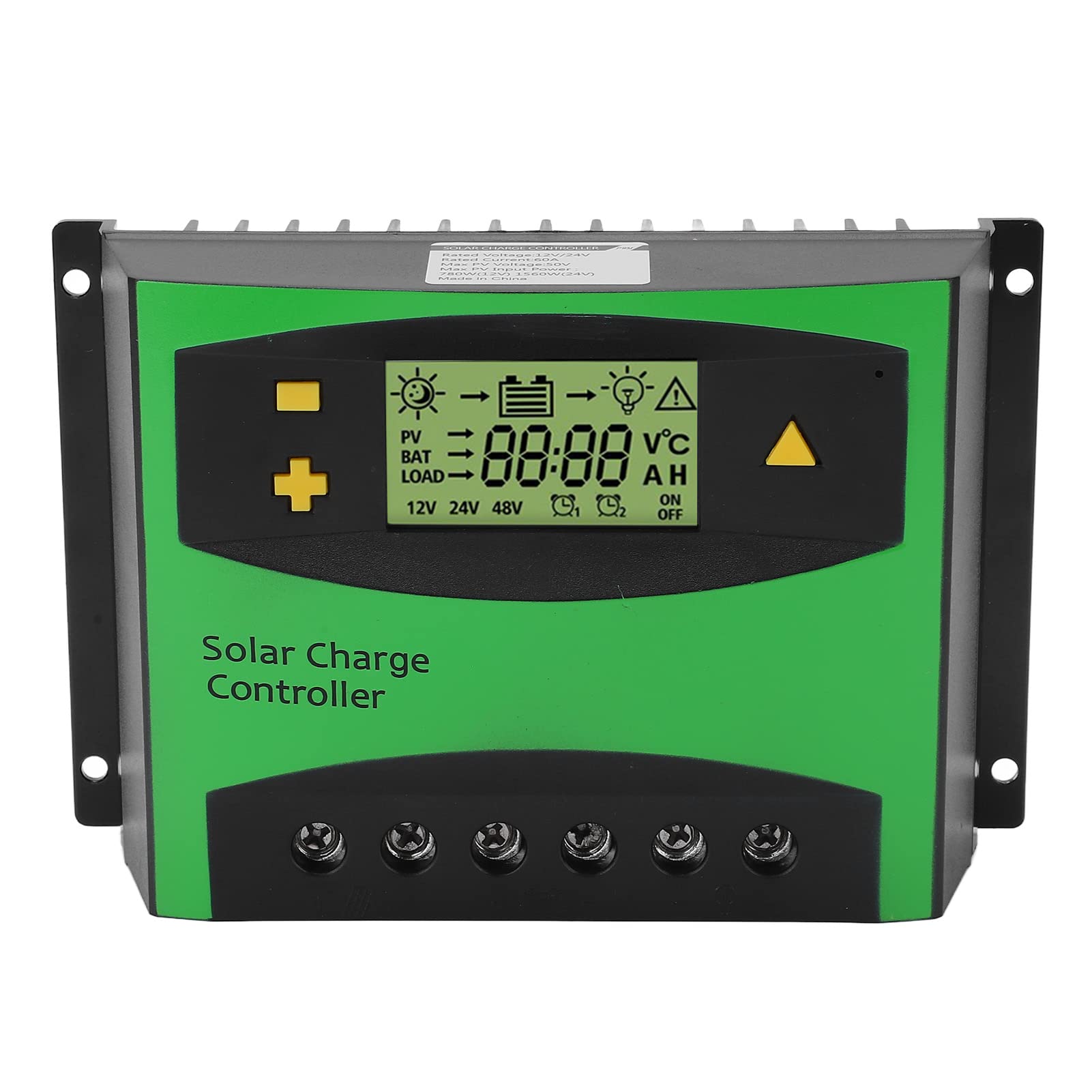 Efficient Solar Charge Controller LCD Display PWM Charging Regulator 60A 12V 24V for Home RV - Solar Battery Regulator and Panel Controller for Optimal Solar Charging and Discharge Control