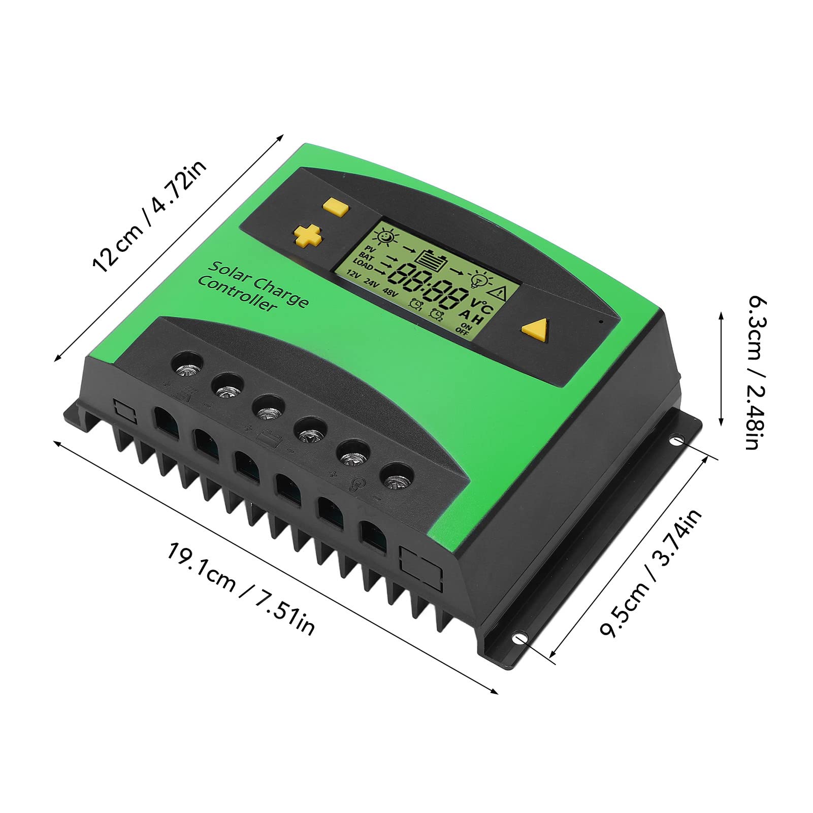 Efficient Solar Charge Controller LCD Display PWM Charging Regulator 60A 12V 24V for Home RV - Solar Battery Regulator and Panel Controller for Optimal Solar Charging and Discharge Control