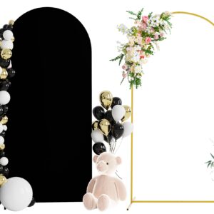 Wokceer Arch Backdrop Stand and 7.2FT Wedding Arch Cover Bundle for Wedding Ceremony Birthday Party Black