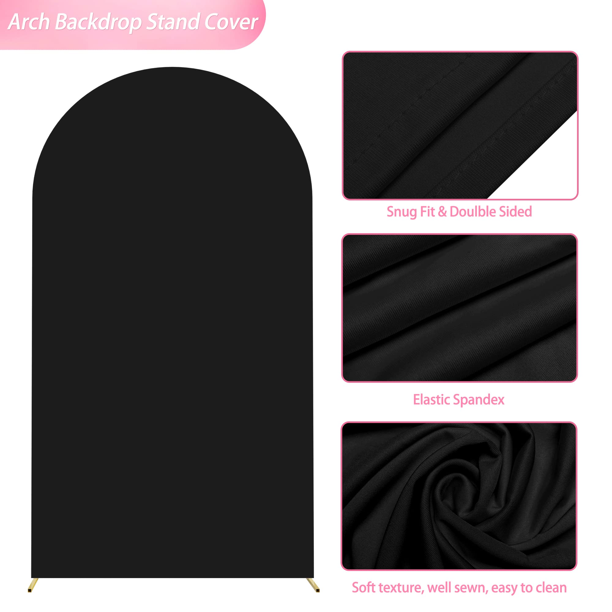 Wokceer Arch Backdrop Stand and 7.2FT Wedding Arch Cover Bundle for Wedding Ceremony Birthday Party Black