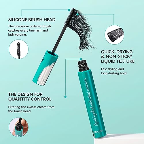 FYEBOO [2023 New] Thickening Mascara Fiber Lash Mascara Extension Voluminous, Long-Lasting Waterproof & Smudge-Proof Mascara, No Flaking/No Clumping, Black Mascara 10ml