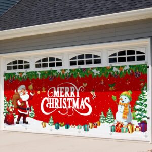 Arosche Extra Large Christmas Garage Door Cover 6 * 16Ft Christmas Garage Door Decorations Xmas Santa Claus Snowman Background Party Supplies for Garage Door Cover, Phoyography, Party Decor