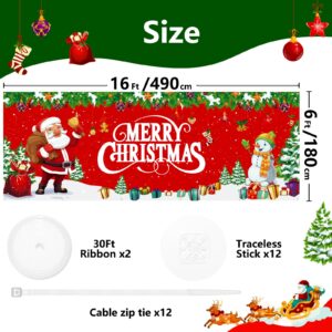 Arosche Extra Large Christmas Garage Door Cover 6 * 16Ft Christmas Garage Door Decorations Xmas Santa Claus Snowman Background Party Supplies for Garage Door Cover, Phoyography, Party Decor