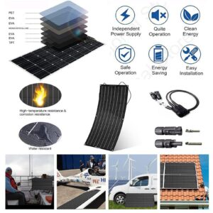 400w Monocrystalline Solar Panel(18v 2x200w), 40a Controller/Flexible Solar System Kit, Semi-Flexible Solar Panel(30°), For Rvs,Boat,Caravan