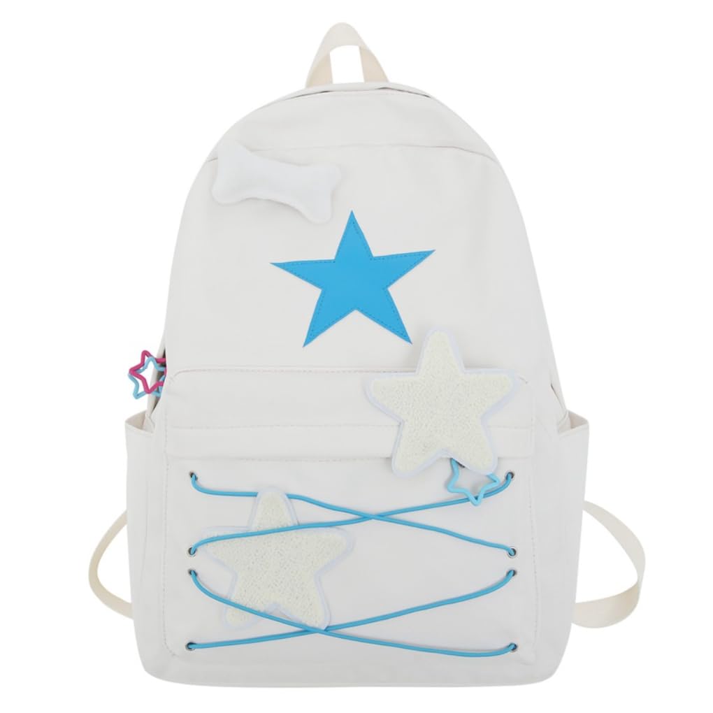 irLocy Y2K Backpack Star Backpack Preppy Backpack Cute Aesthetic Backpack Women College y2k Accessories (beige)