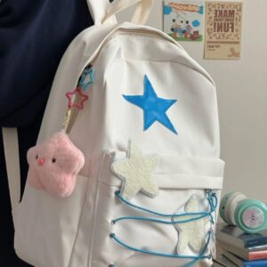 irLocy Y2K Backpack Star Backpack Preppy Backpack Cute Aesthetic Backpack Women College y2k Accessories (beige)