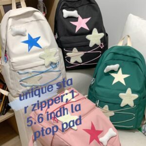 irLocy Y2K Backpack Star Backpack Preppy Backpack Cute Aesthetic Backpack Women College y2k Accessories (beige)