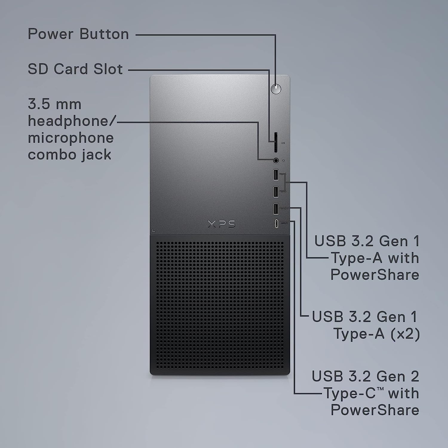 Dell XPS Tower XPS8960-7203BLK-PCA Black Desktop, i7-13700, 32GB, 2TB M.2 PCIe SSD, Intel UHD, Windows 11 Home