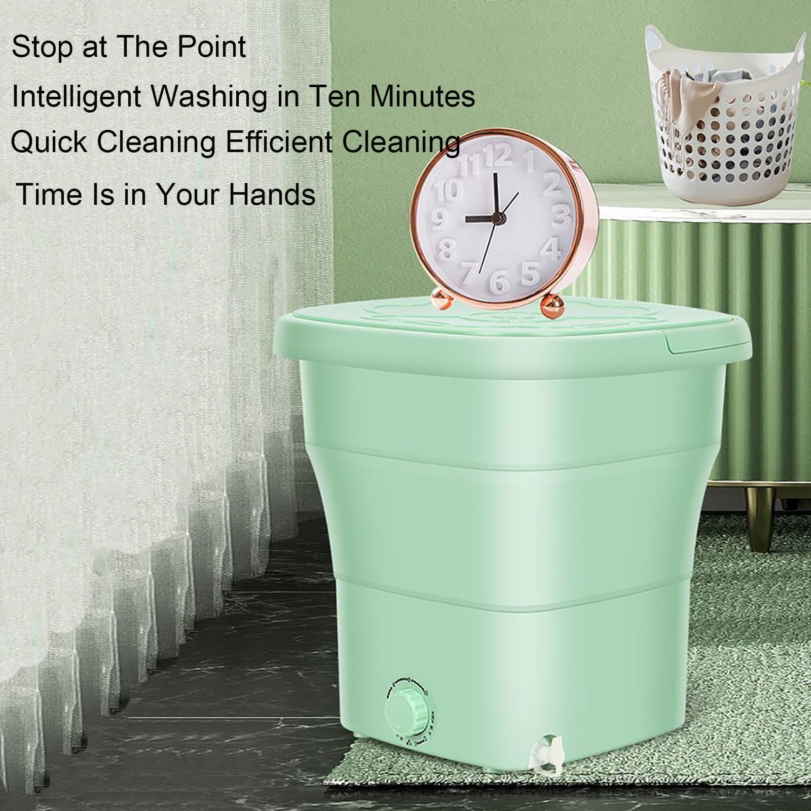 Portable Mini Washer, 25L Collapsible Washer with Drain Basket and Drain Compact Outdoor Washing Machine