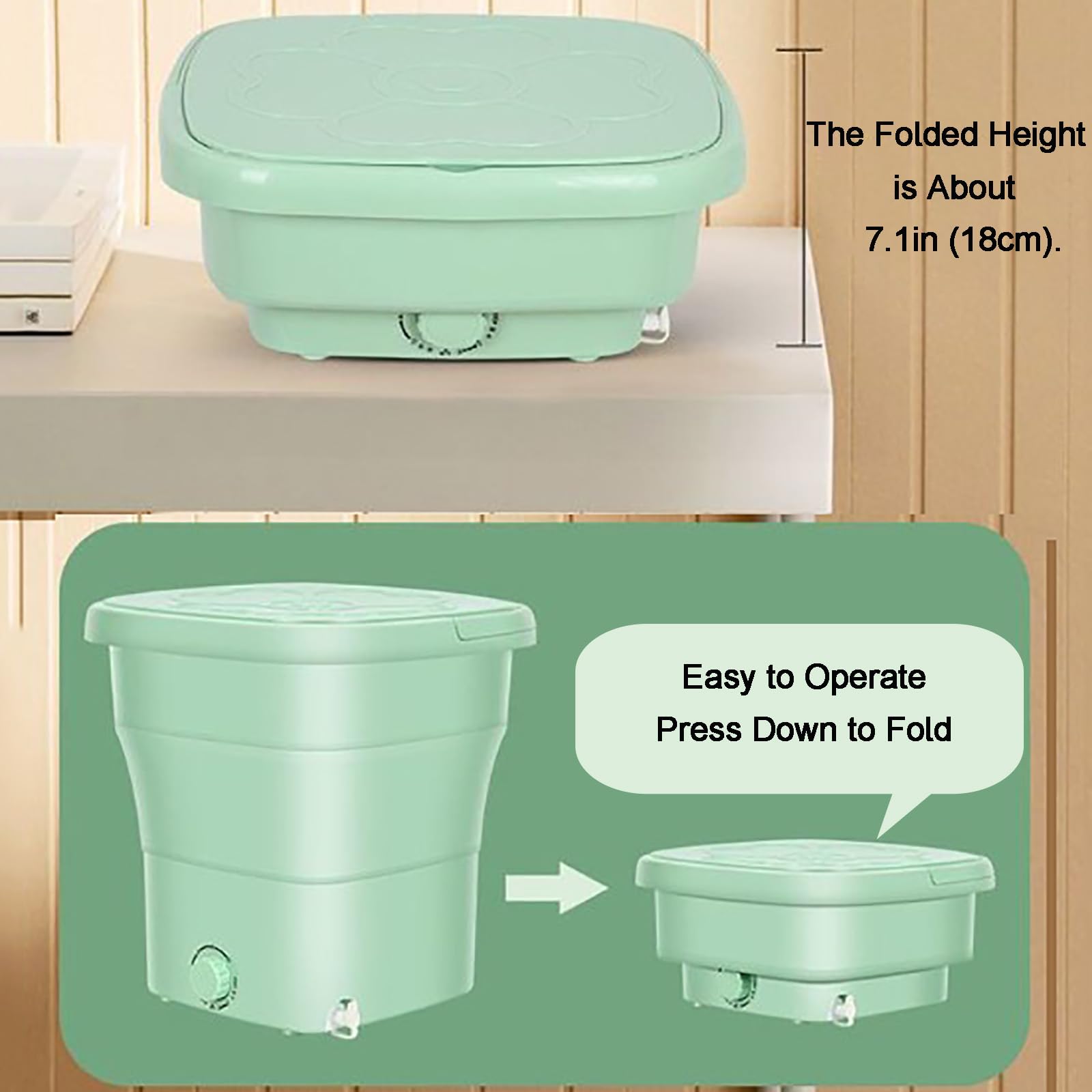 Portable Mini Washer, 25L Collapsible Washer with Drain Basket and Drain Compact Outdoor Washing Machine