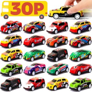 AZEN 30 Pcs Pull Back Cars Party Favors for Kids 4-8 8-12, Mini Vehicles Toy Bulk, Party Favor Race Cars Toys, Goodie Bag Stuffers for Birthday Party