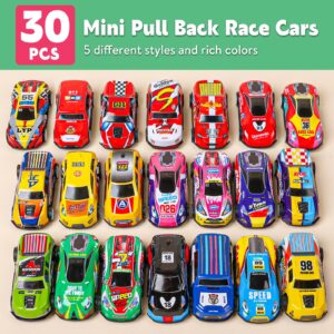 AZEN 30 Pcs Pull Back Cars Party Favors for Kids 4-8 8-12, Mini Vehicles Toy Bulk, Party Favor Race Cars Toys, Goodie Bag Stuffers for Birthday Party