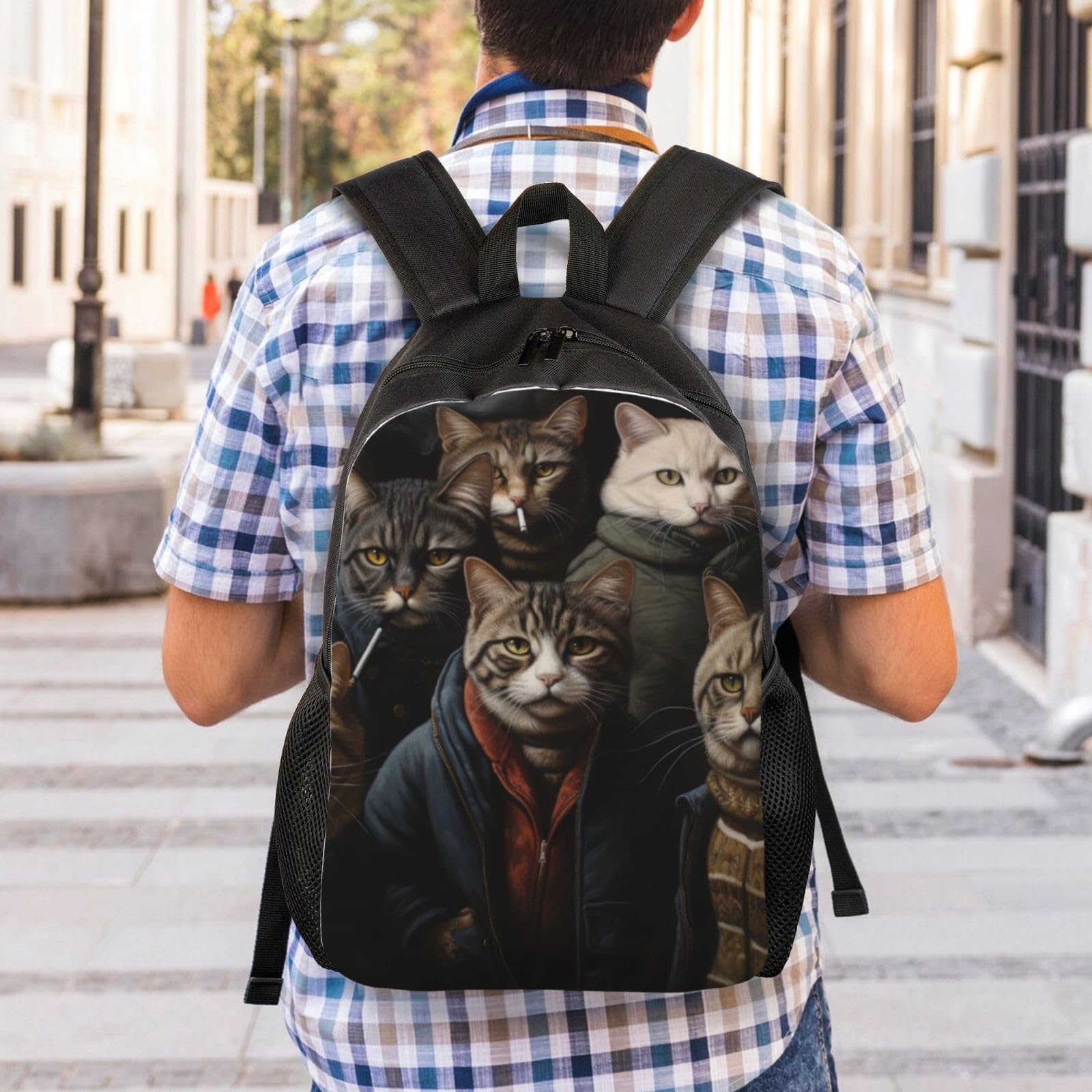 Xerial Cool Cat Backpack Waterproof Anti Theft Durable Light Laptop Bag Backpacks For Women Men Travel Gym Backpack