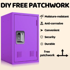 BUTISOW Metal Locker, Lockers, Lockable Storage Cabinet with Locker Shelf, 24" H Small Locking Cabinet for Kids, Lockable Storage Cabinet, Locker Organizer for Home, Bedroom, School, Office (Purple)