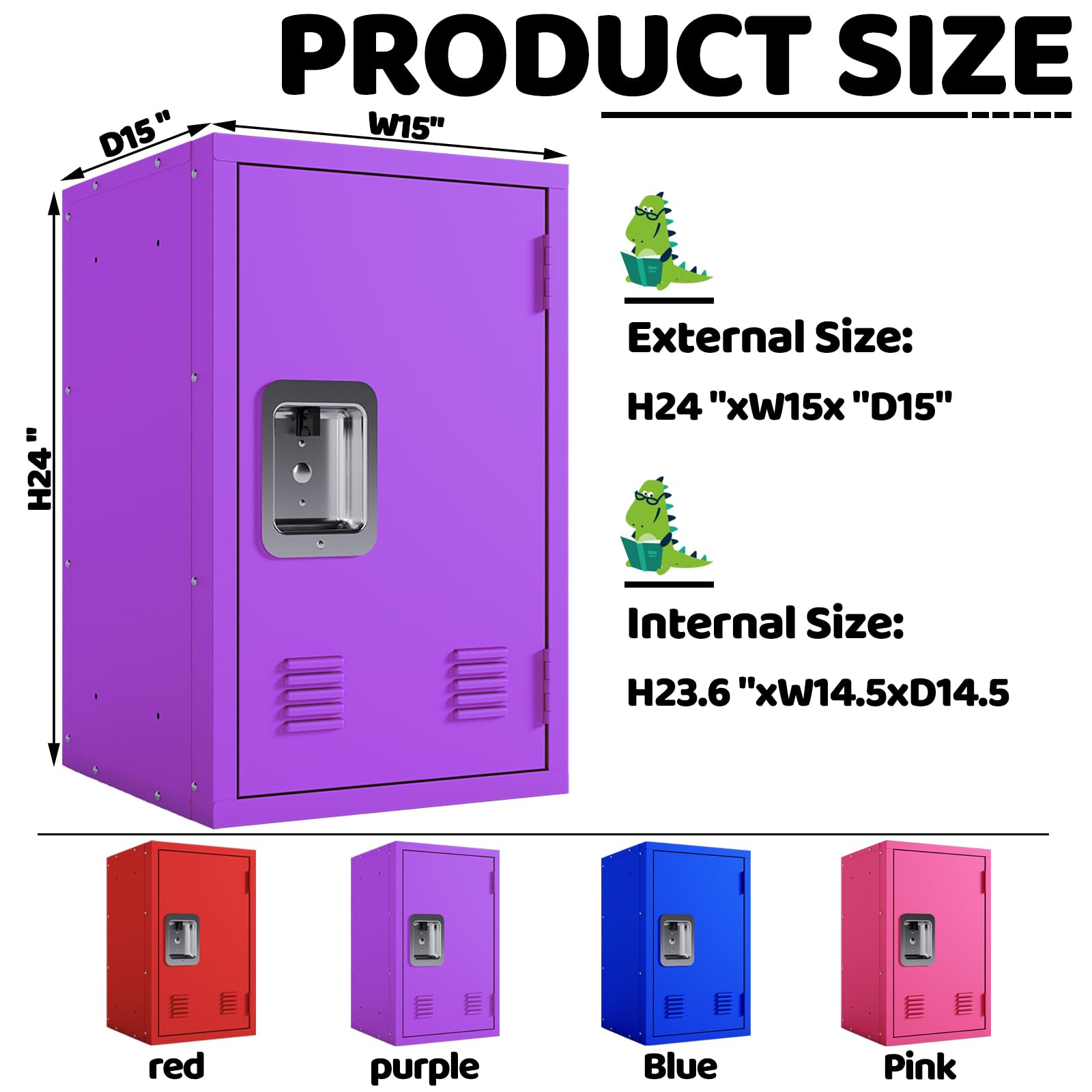 BUTISOW Metal Locker, Lockers, Lockable Storage Cabinet with Locker Shelf, 24" H Small Locking Cabinet for Kids, Lockable Storage Cabinet, Locker Organizer for Home, Bedroom, School, Office (Purple)