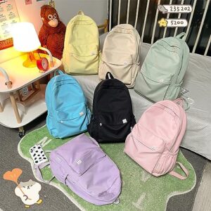 Extolove Cute Aesthetic Backpack, Simple Solid Color Backpacks Y2K Kawaii Backpack Travel Laptop Backpack (Green)