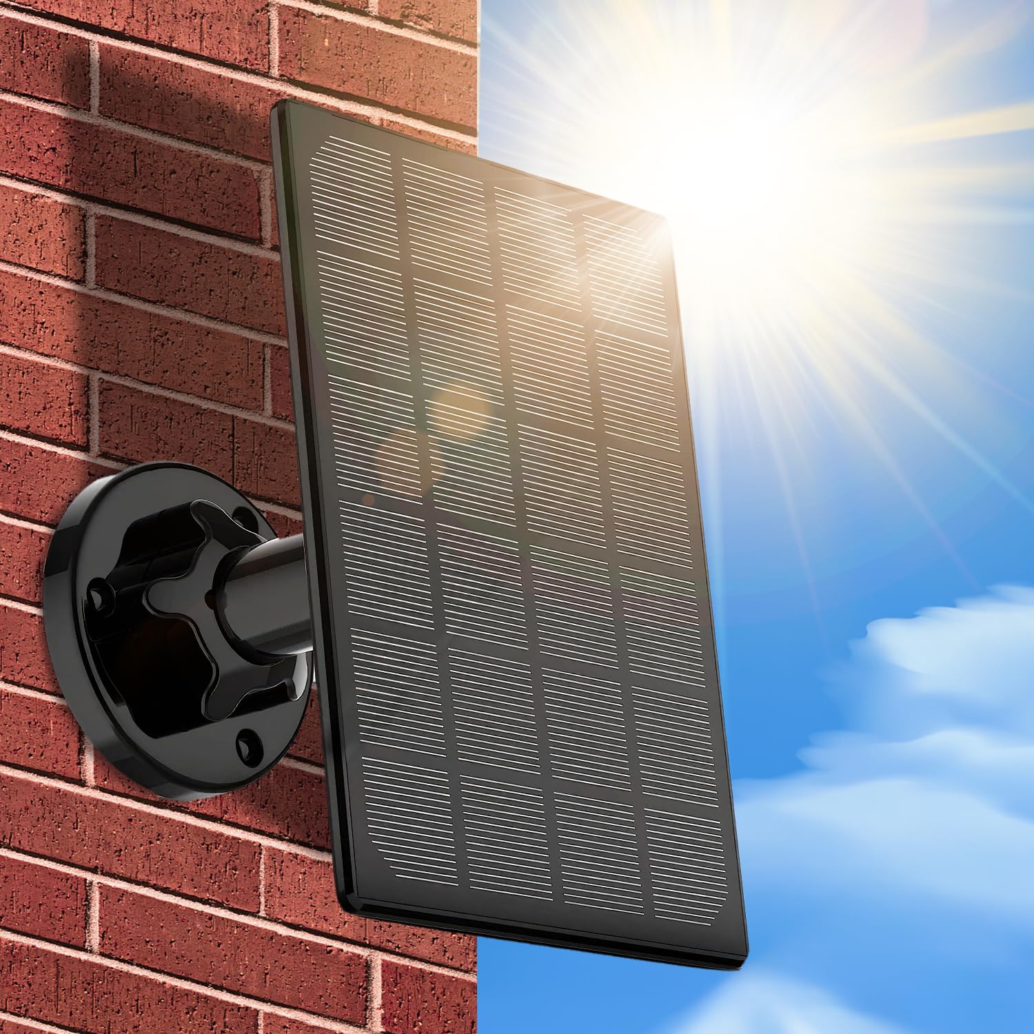 yoyomax 3W Solar Panel for Wireless Outdoor Security Camera, Compatible with DC 5V Micro USB Rechargeable Battery Powered Surveillance Cam, IP65 Weatherproof Continuous Solar Power for Camera