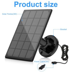 yoyomax 3W Solar Panel for Wireless Outdoor Security Camera, Compatible with DC 5V Micro USB Rechargeable Battery Powered Surveillance Cam, IP65 Weatherproof Continuous Solar Power for Camera