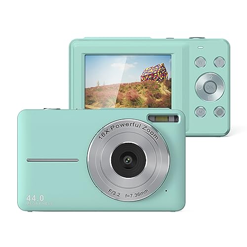 Digital Camera, FHD 1080P Portable Small Camera, Anti Shake Lightweight Compact Point and Shoot Camera, for Teens Adult Kids, Green